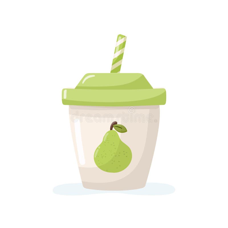 Plastic Cup Pear Soda. Fruit Illustration Stock Vector - Illustration ...