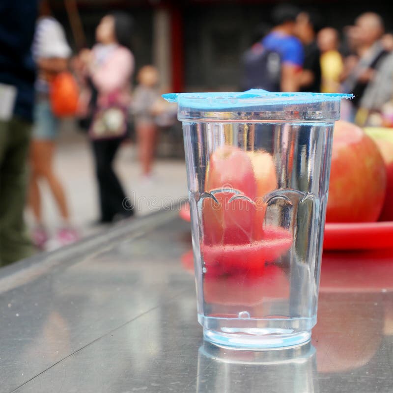 The Plastic Cup of Pure Water on Table Stock Image - Image of religion ...
