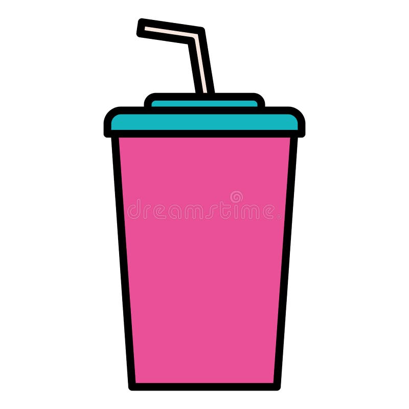 Plastic cup with straw stock vector. Illustration of symbol - 135394477