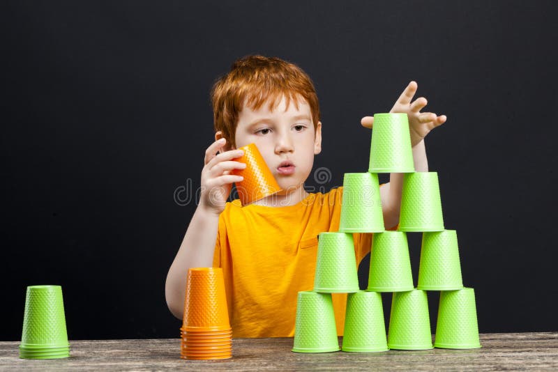 Plastic Cups that the Child Put Together Stock Image - Image of ...