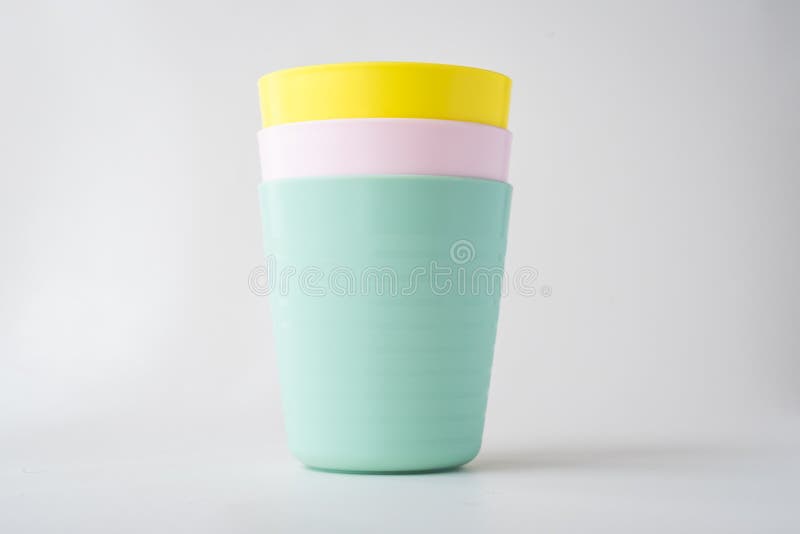 Plastic Cups Isolated on White Background Stock Photo - Image of pink ...