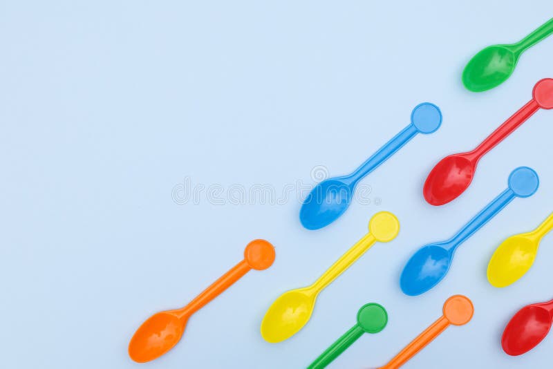 Plastic Cutlery for Eating in Different Colors Stock Image - Image of ...