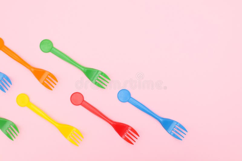 Plastic Cutlery for Eating in Different Colors Stock Photo - Image of ...