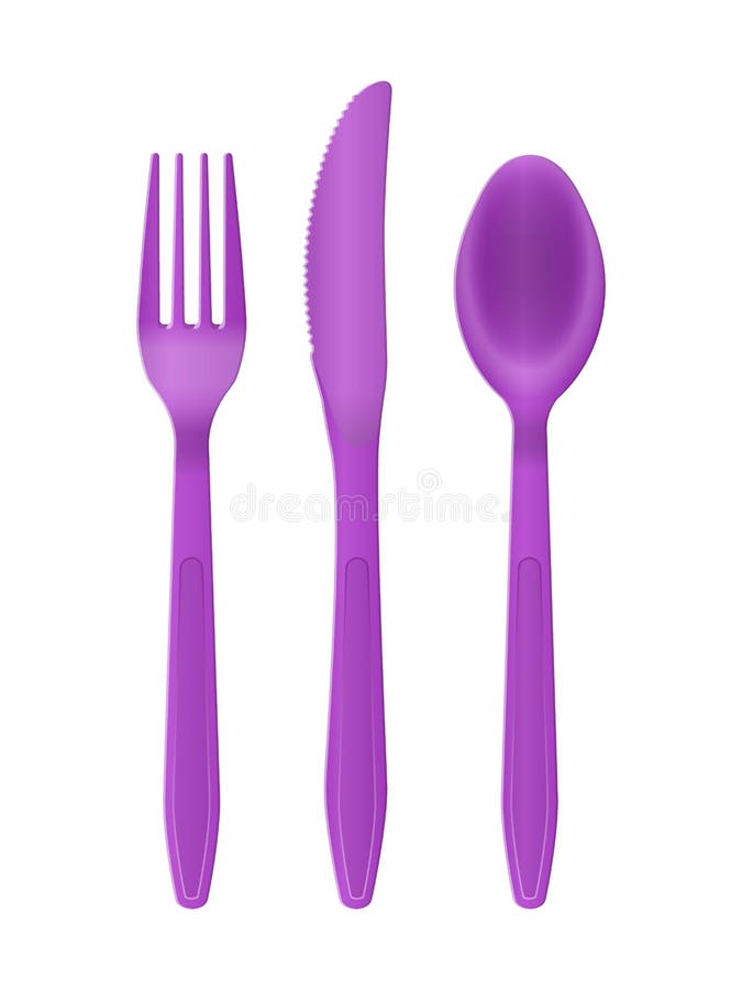 Plastic Cutlery. Colorful Spoons Kids Food. 3d Realistic Vector Icon ...