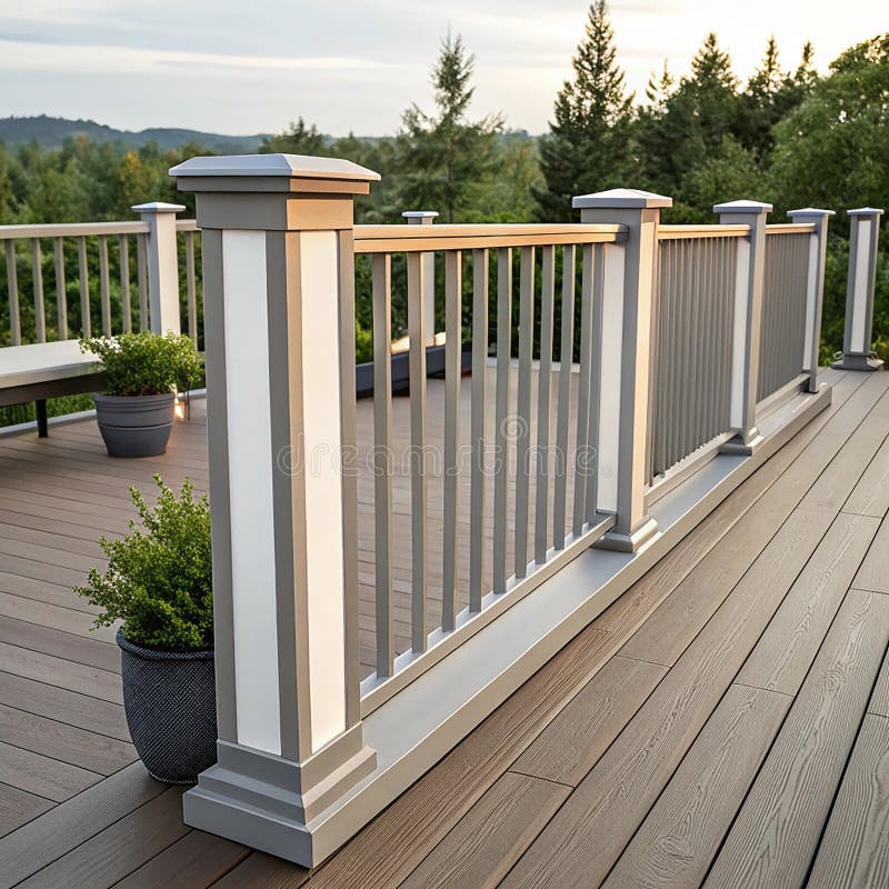 Plastic Deck Railing with Modern Sturdy Design Stock Illustration ...