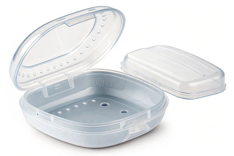 Plastic Dental Retainer Case with Snap-lock Lid Stock Illustration ...