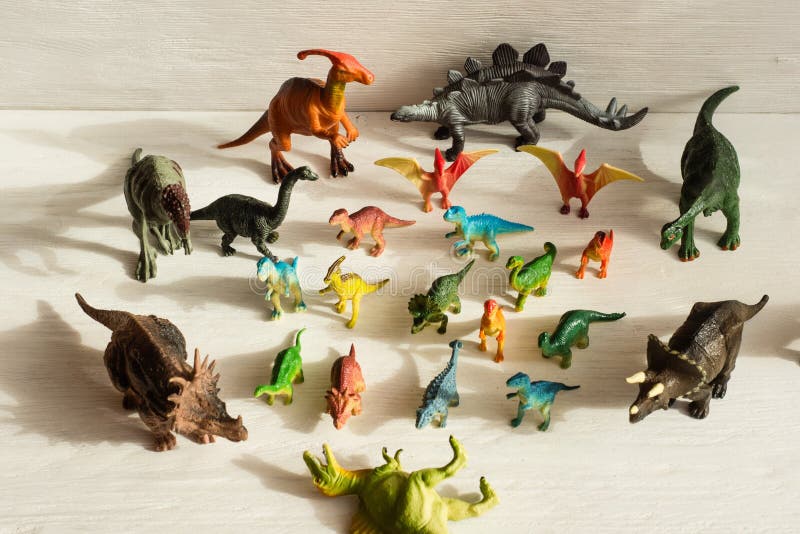 Plastic Dinosaur Figures of Extinct Ancient Creatures and Favorite Toys ...