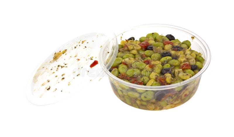 Container with Edamame Salad Stock Photo - Image of colorful, onions ...