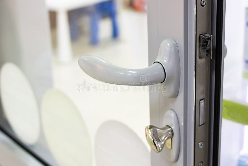 Plastic Door Handle in the Store Closeup Stock Photo - Image of ...