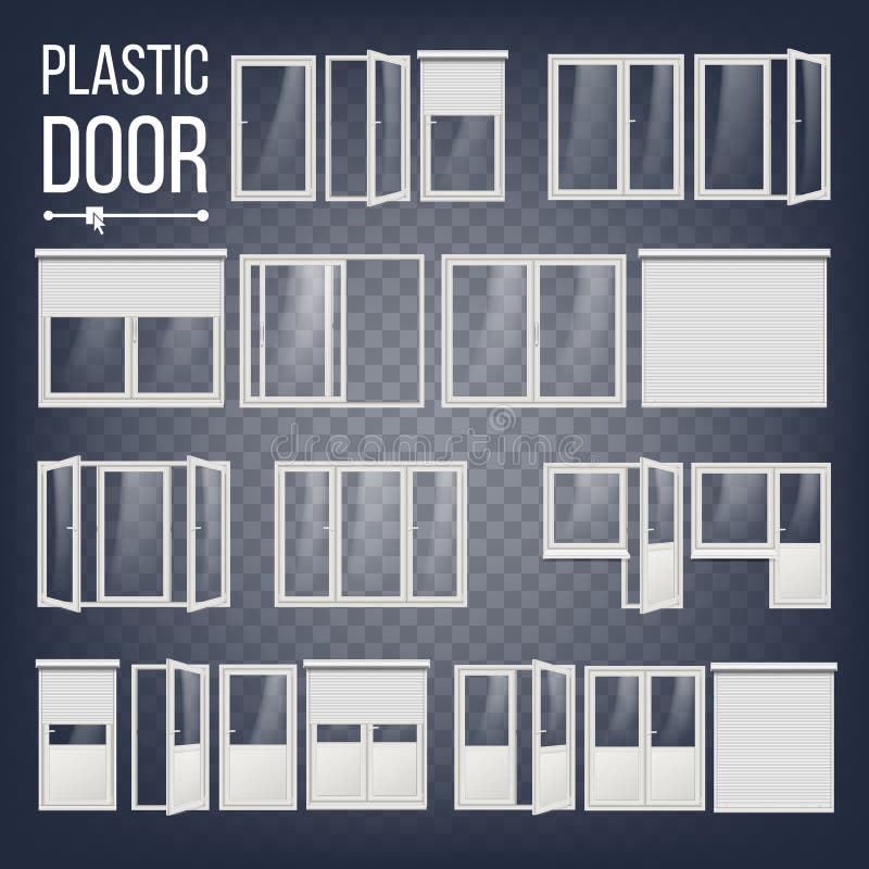 Plastic Door Vector. Plastic Door Frame. Energy Saving. Different Types ...