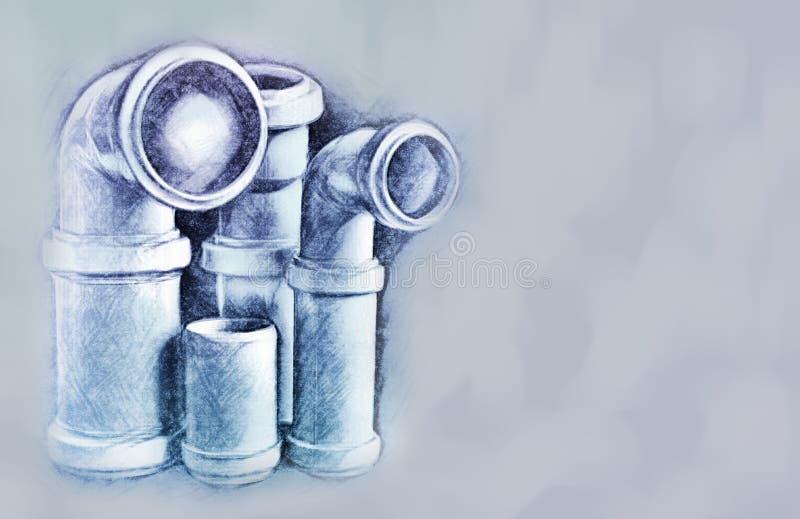 Different Drain Pipes: Ink Pencil Sketch Stock Image - Image of copy ...
