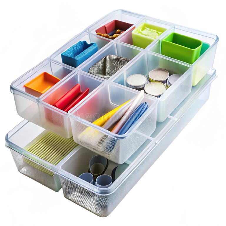 Plastic Drawer Organizer with Removable Dividers Stock Illustration ...