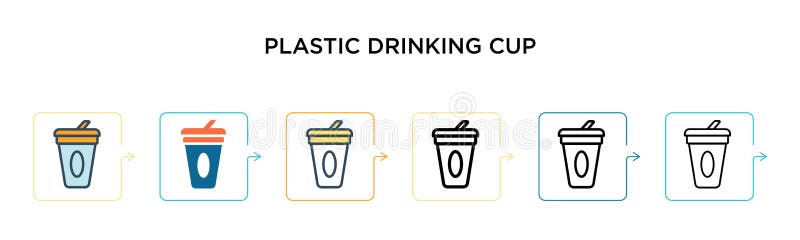 Plastic Drinking Cup Vector Icon in 6 Different Modern Styles. Black ...