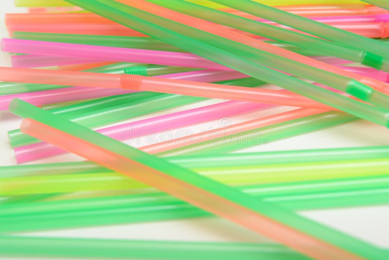 Plastic Drinking Straws, Single Use Plastic Straw Stock Image - Image ...