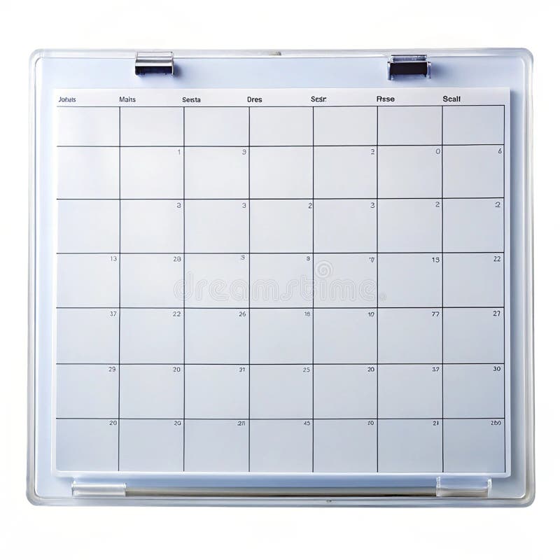 Plastic Dry-erase Calendar with Monthly Grid Stock Illustration ...