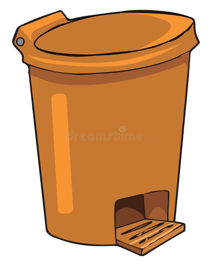 A Plastic Dustbin in Orange Colour, Illustration, Vector Stock ...