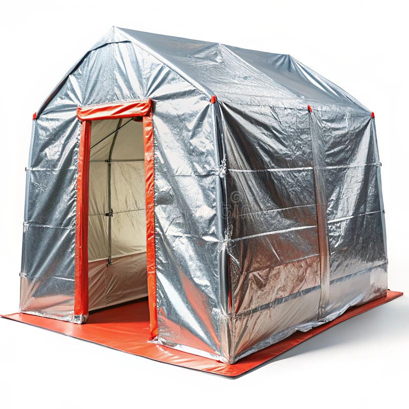 Plastic Emergency Shelter with Reflective Material Stock Illustration ...