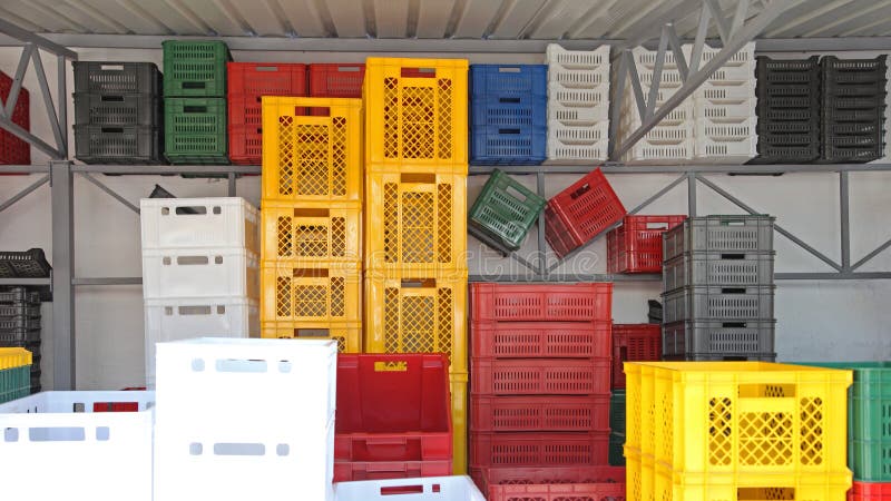 Plastic Farm Crates stock image. Image of plastic, colorful - 119654479