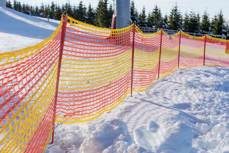 Plastic Fence on the Ski Slope Stock Photo - Image of active, holiday ...