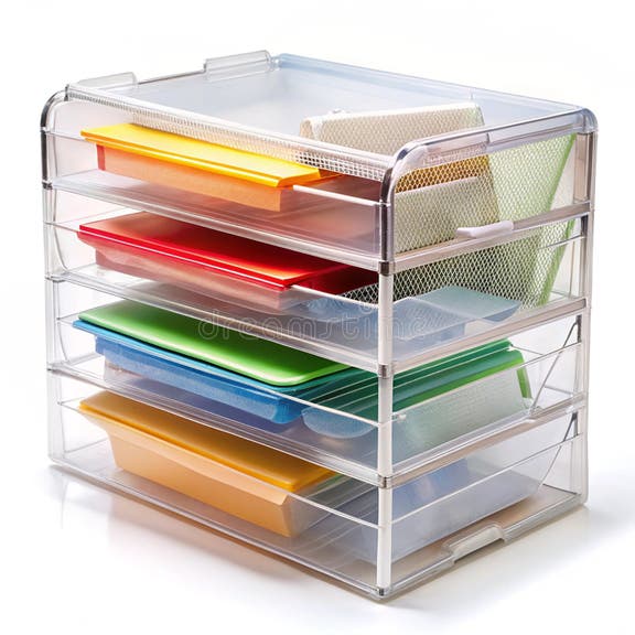 Plastic File Organizer with Clear Compartments Stock Illustration ...