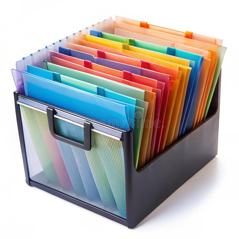 Plastic File Organizer with Labeled Dividers for Documents Stock ...