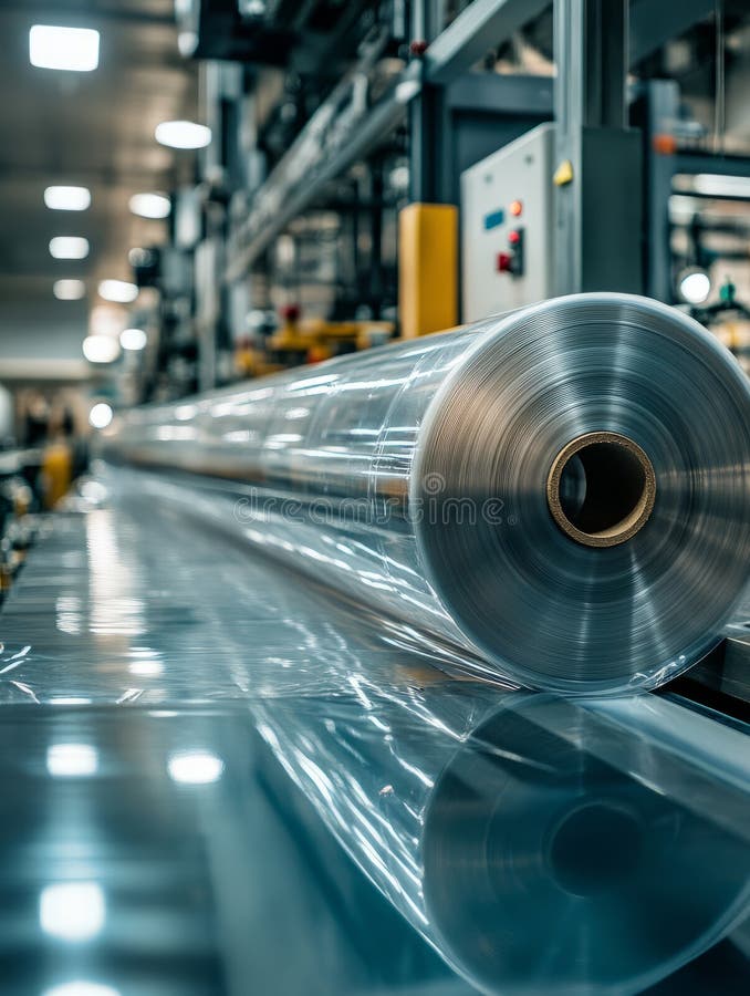 Plastic Film Roll in an Industrial Manufacturing Setting. Stock Image ...