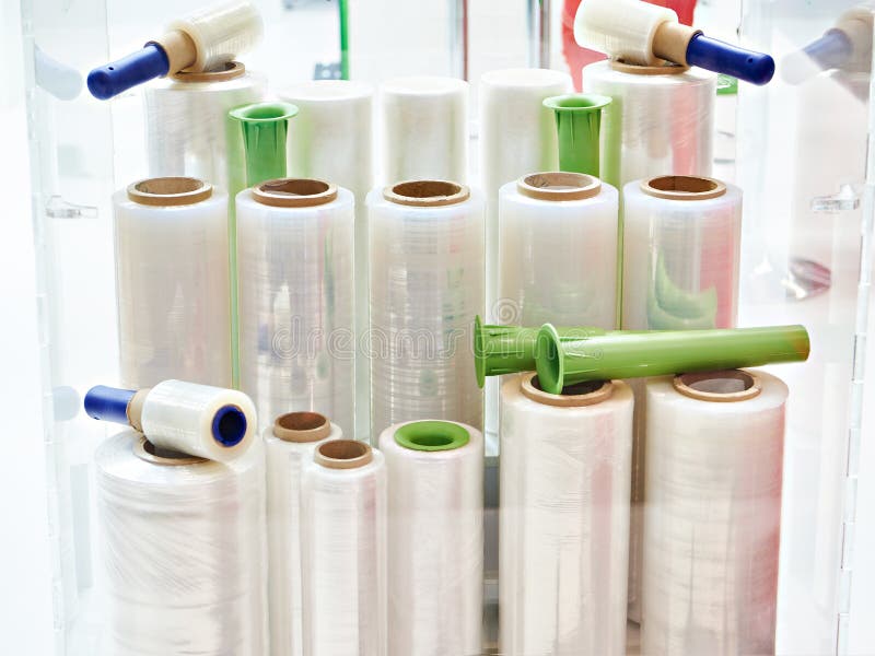 Plastic Film Rolls in Factory Stock Photo - Image of manufacturing ...