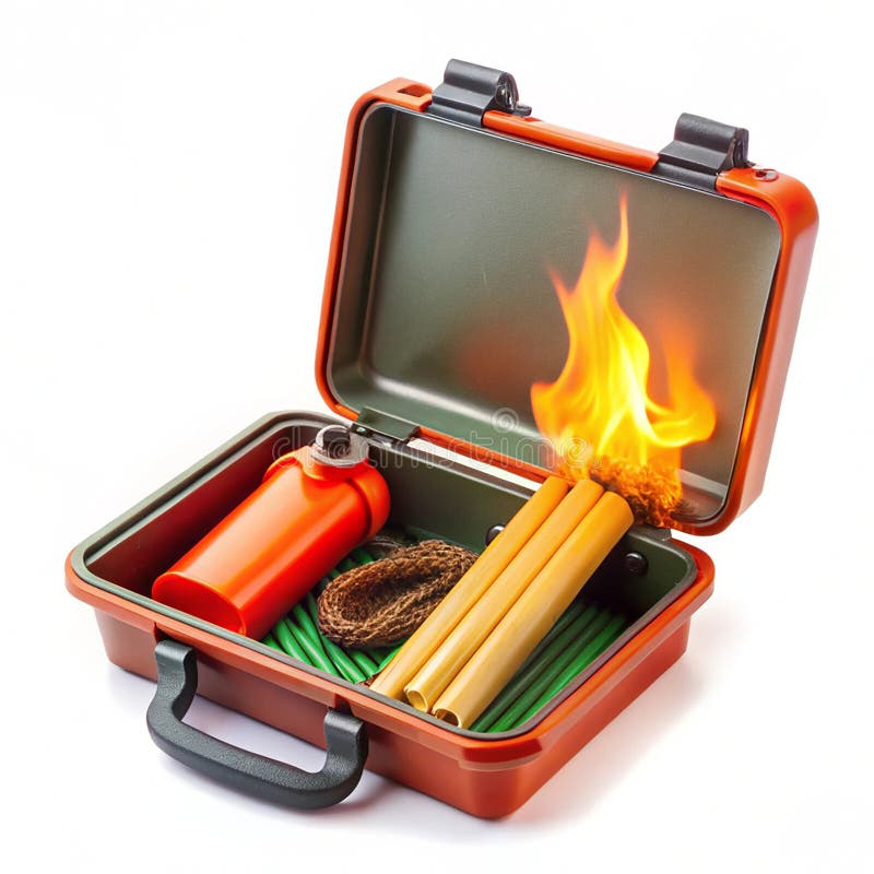 Plastic Fire Starter Kit in a Compact Case Stock Illustration ...