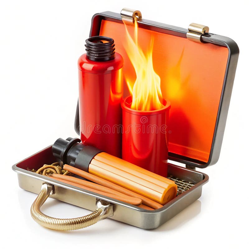 Plastic Fire Starter Kit in a Compact Case Stock Illustration ...