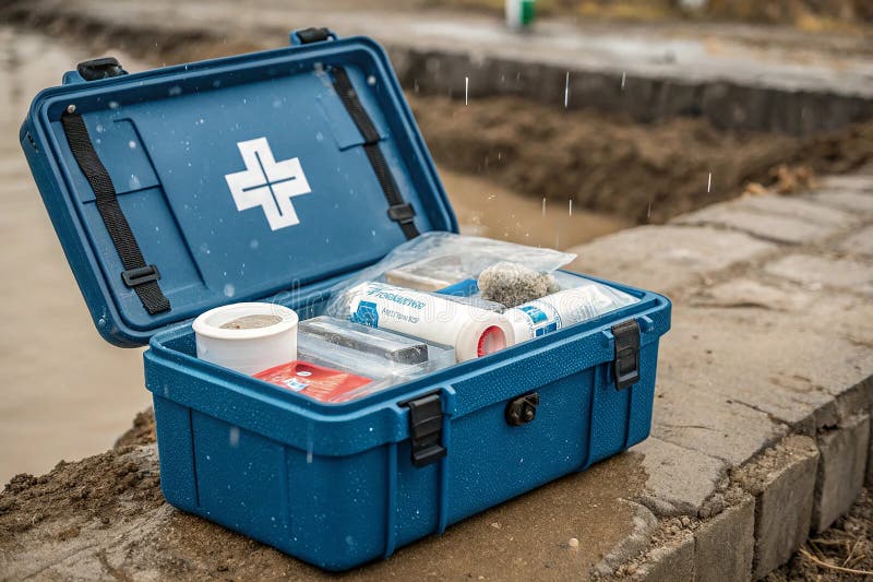 Plastic First Aid Kit with Waterproof Case Stock Illustration ...