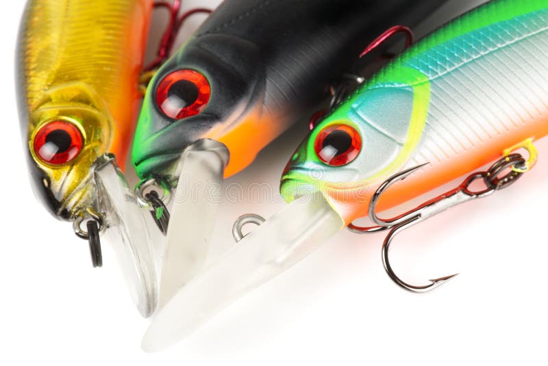 Plastic Fishing Lures (wobbler) Isolated on White Stock Photo - Image ...