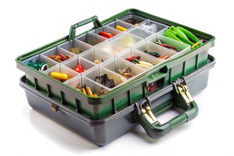 Plastic Fishing Tackle Box Adjustable Compartments Stock Illustration ...
