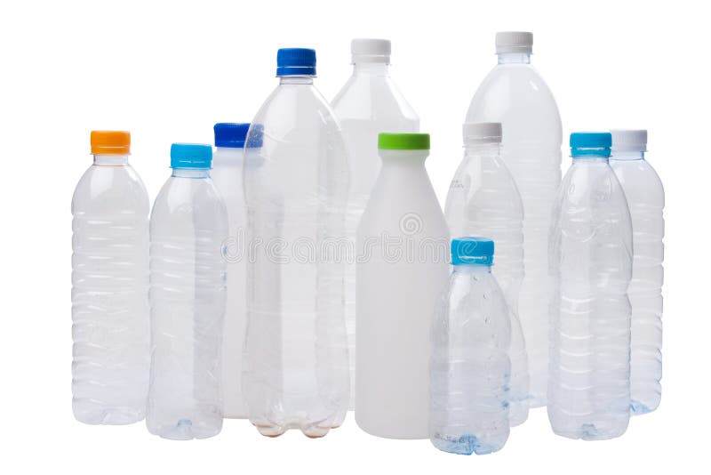 Plastic drinkwaterflessen stock foto. Image of blauw - 20227504