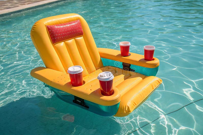 Plastic Floating Pool Chair with Cup Holders Stock Illustration ...