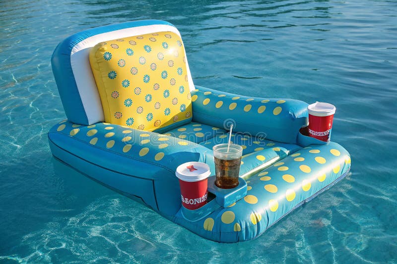 Plastic Floating Pool Chair with Cup Holders Stock Illustration ...