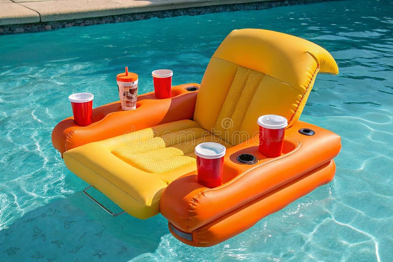 Plastic Floating Pool Chair with Cup Holders Stock Illustration ...