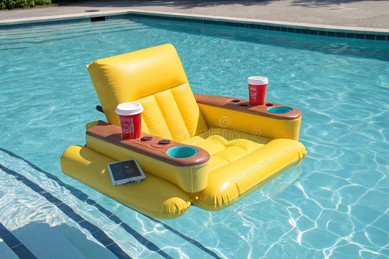 Plastic Floating Pool Chair with Cup Holders Stock Illustration ...