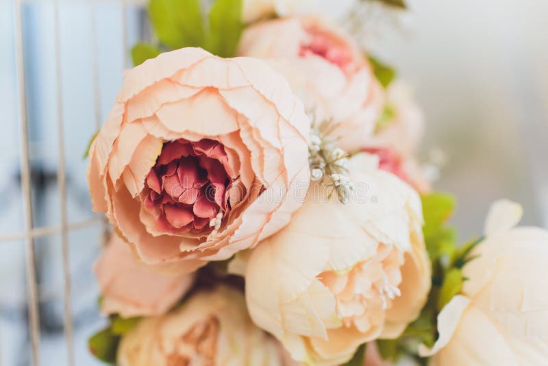 Plastic Floral Bouquet of Different Flowers Artificial. Stock Photo ...
