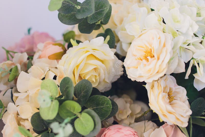 Plastic Floral Bouquet of Different Flowers Artificial. Stock Image ...