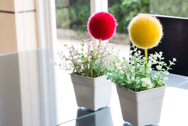 Plastic flowers stock image. Image of nature, container - 52681539