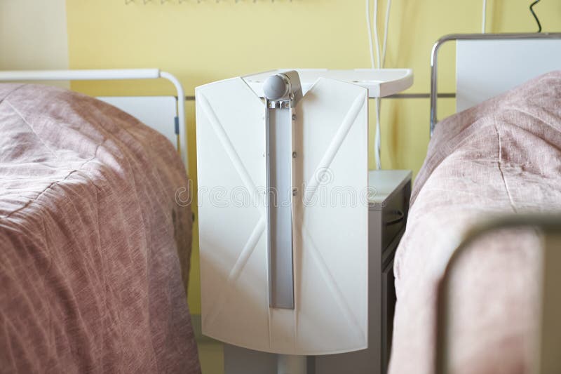 A Plastic Folding Table between the Beds. a Hospital Ward with Two ...