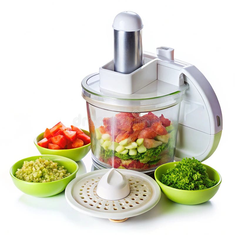 Plastic Food Chopper with Multiple Blade Attachments Stock Illustration ...