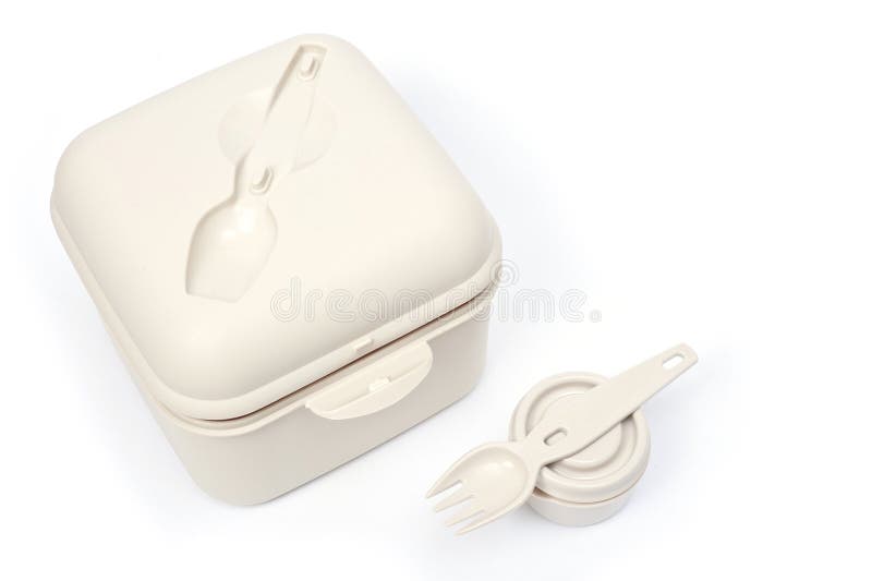 Plastic Food Container with Built-in Fork and Gravy Boat Stock Photo ...