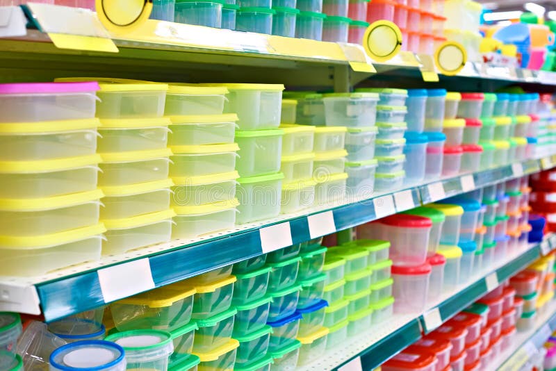 Plastic Food Boxes in Store Stock Photo - Image of background, hermetic ...