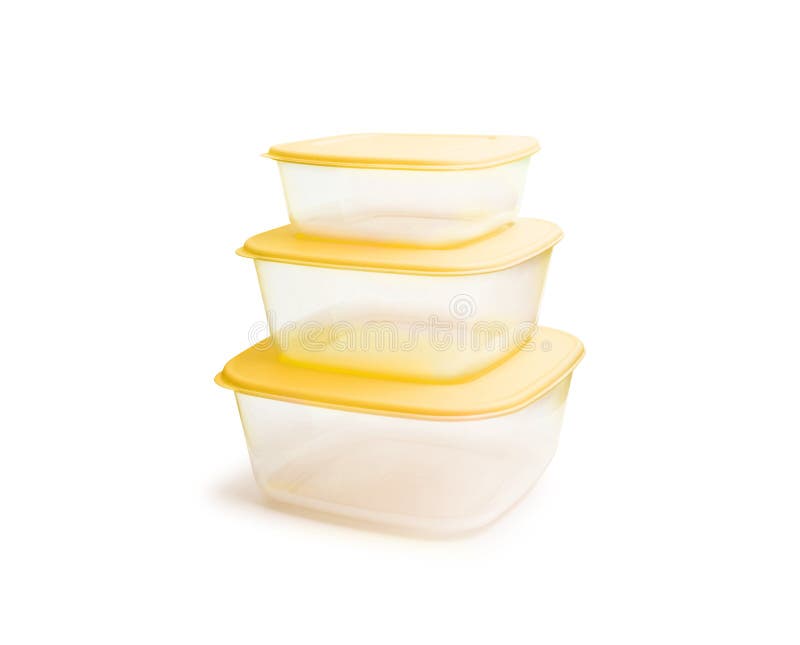 Plastic Food Storage Containers Isolated on White Background Stock ...