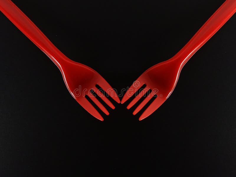 Red Plastic fork stock image. Image of simple, studio - 111696623