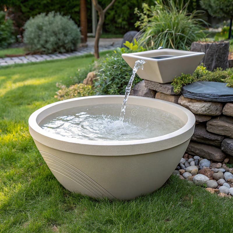 Plastic Fountain Basin with Waterproof Lining Stock Illustration ...