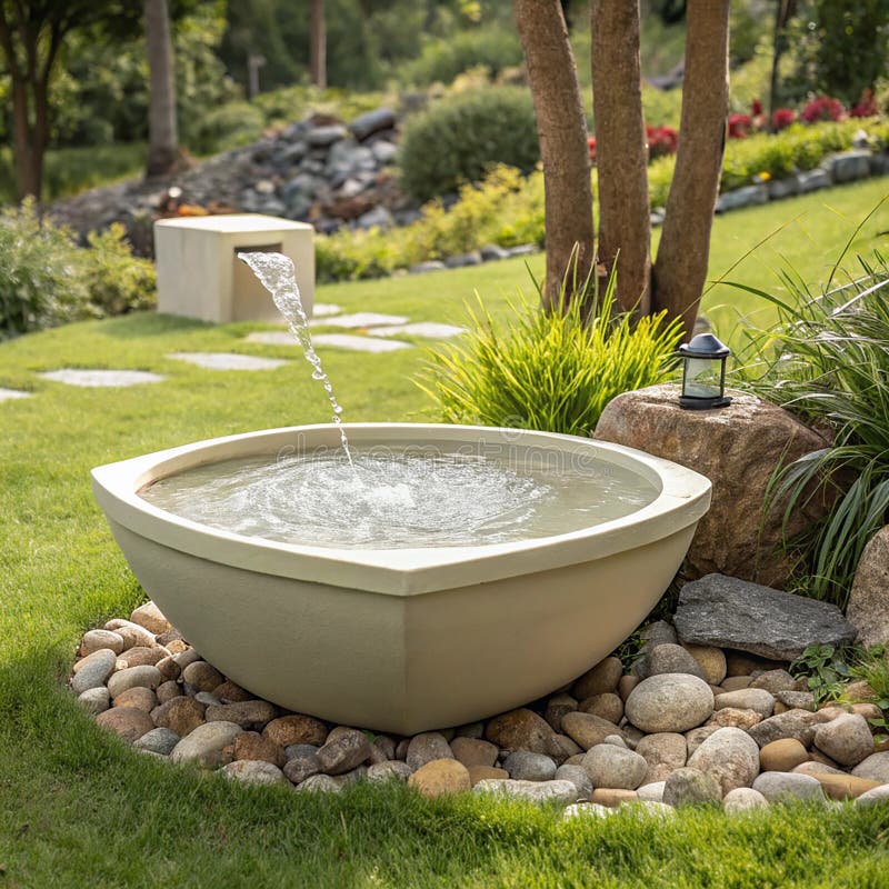 Plastic Fountain Basin with Waterproof Lining Stock Illustration ...