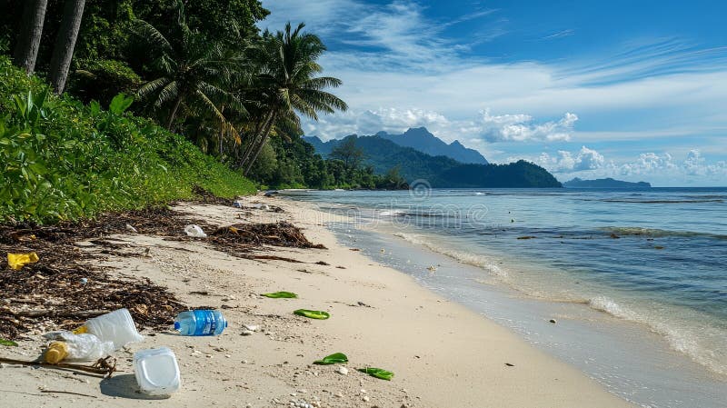 Plastic-free Beach with a Clean Ocean View Pic Stock Image - Image of ...