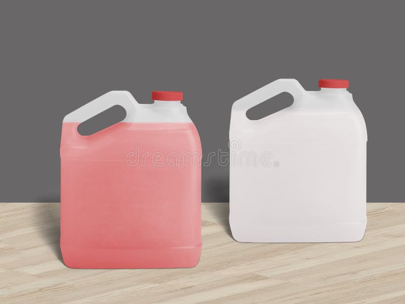 Plastic Gallon Containers for Liquid Products Packaging Stock Photo ...